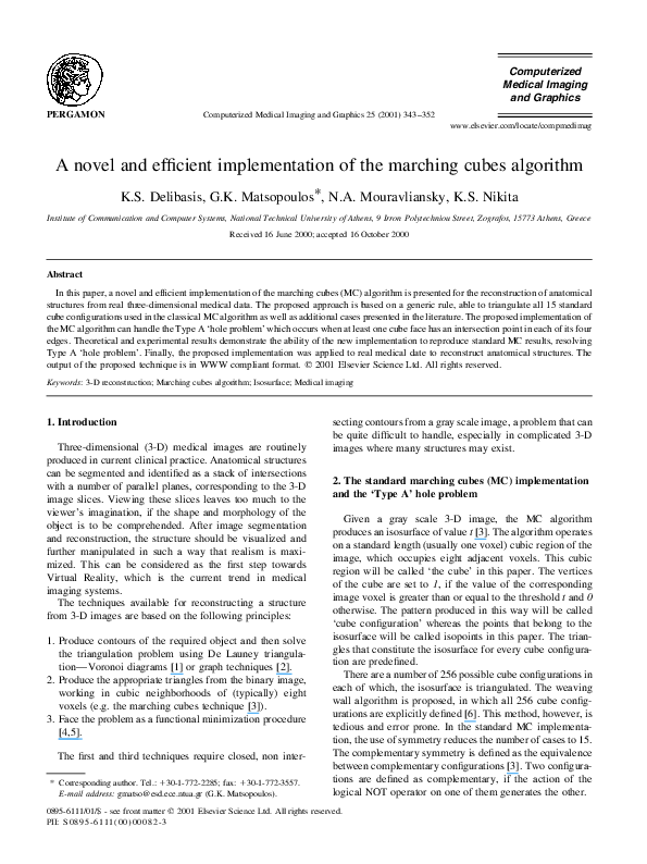 (PDF) A novel and efficient implementation of the marching cubes algorithm