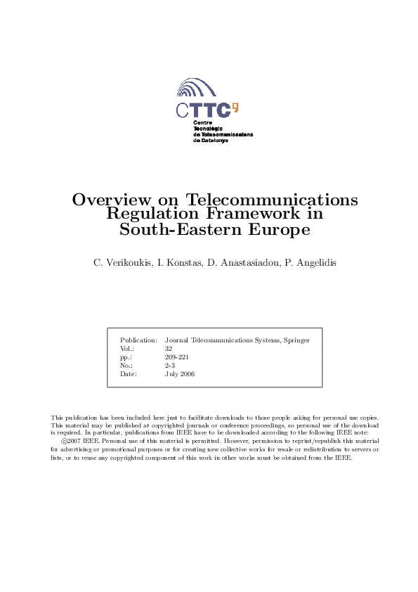 (PDF) Overview on telecommunications regulation framework in ...