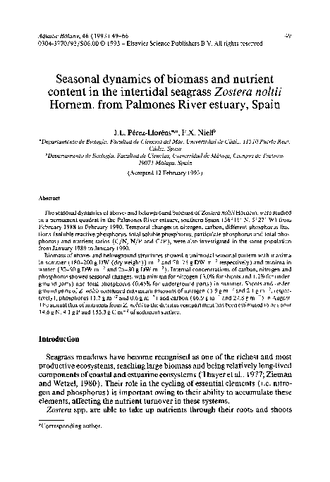 (PDF) Seasonal dynamics of biomass and nutrient content in the ...