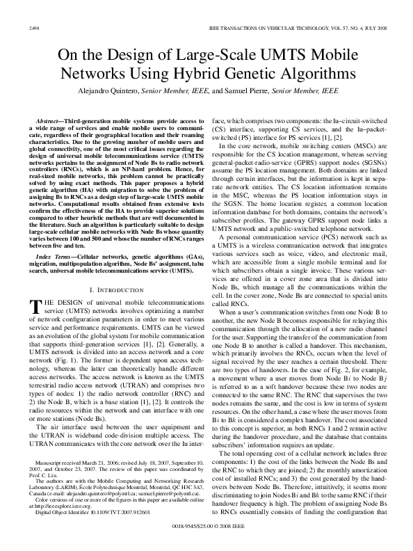 Pdf On The Design Of Large Scale Umts Mobile Networks Using Hybrid