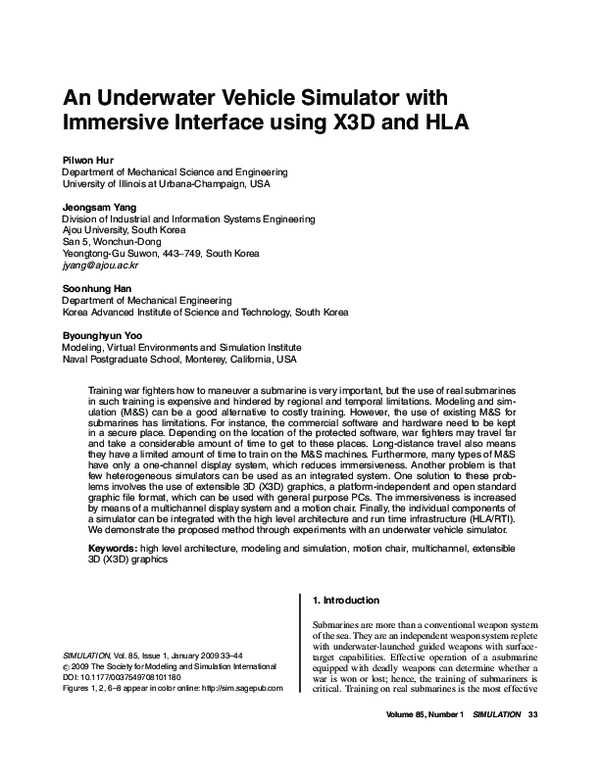 (PDF) An Underwater Vehicle Simulator with Immersive Interface using X3D and HLA