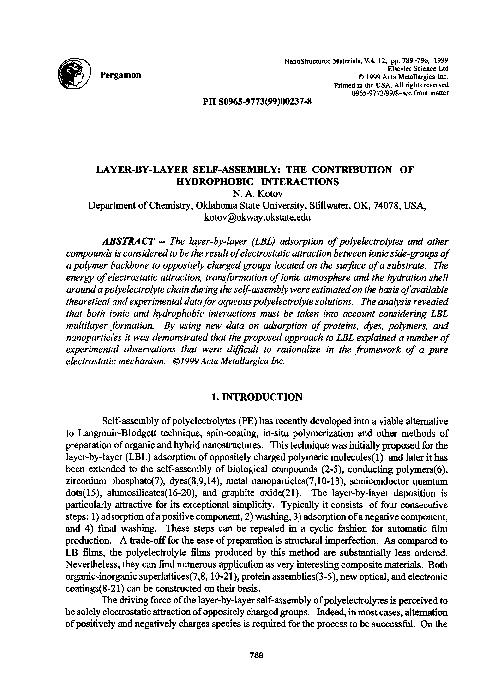 (PDF) Layer-by-Layer Self-Assembly: The Controbution of Hydrophobic ...