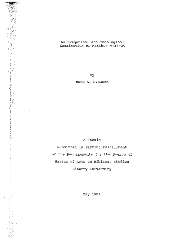 (PDF) An Exegetical and Theological Examination of Matthew 5:17-20