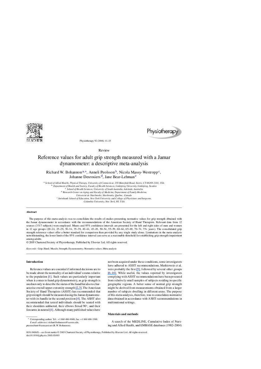 (PDF) Reference values for adult grip strength measured with a Jamar ...