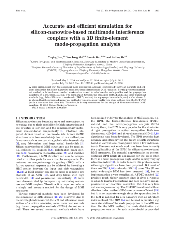 (PDF) Accurate and efficient simulation for silicon-nanowire-based multimode interference ...
