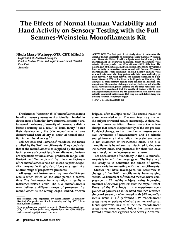 (PDF) The effects of normal human variability and hand activity on ...