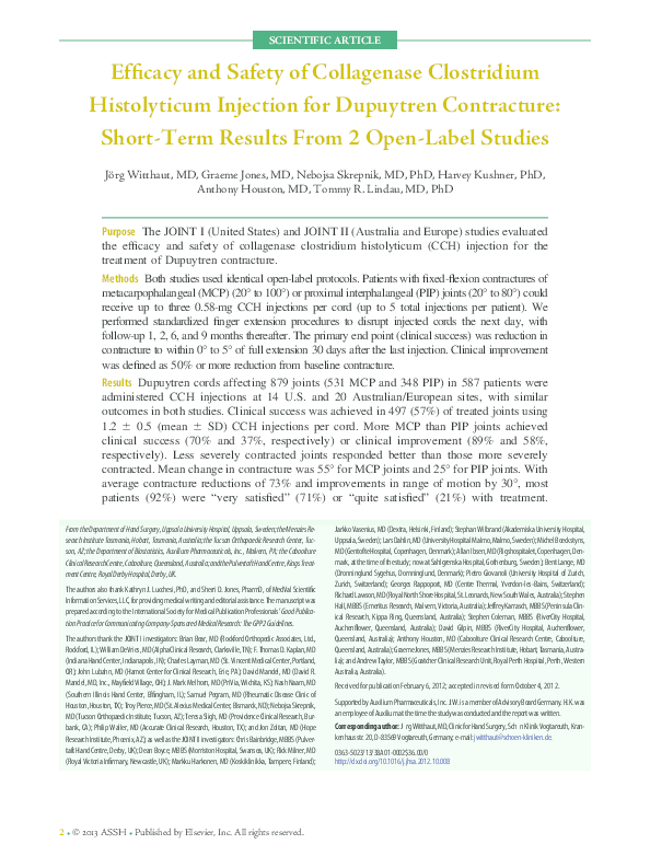 (PDF) Efficacy and Safety of Collagenase Clostridium Histolyticum ...