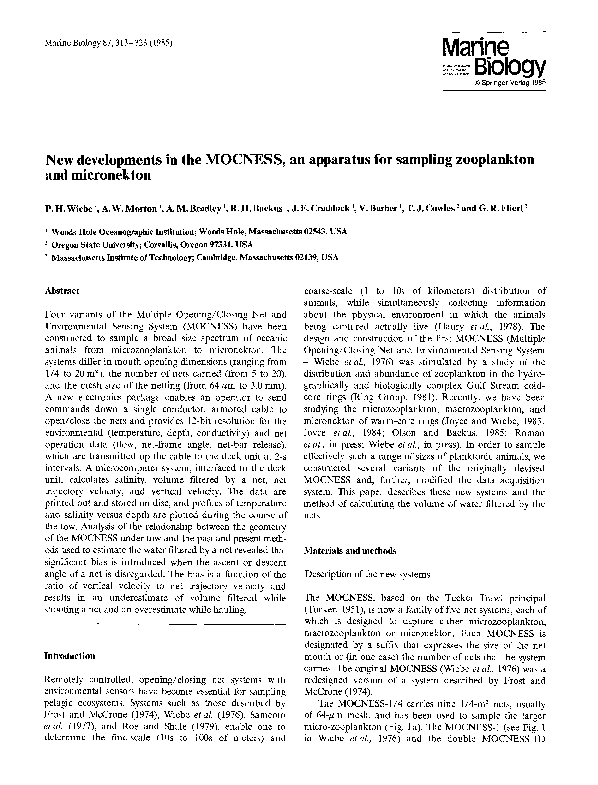 (PDF) New development in the MOCNESS, an apparatus for sampling ...