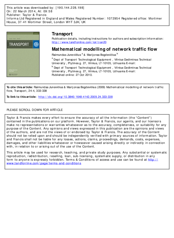 (PDF) Mathematical modelling of network traffic flow