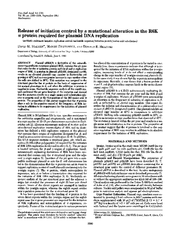(PDF) Release of initiation control by a mutational alteration in the ...