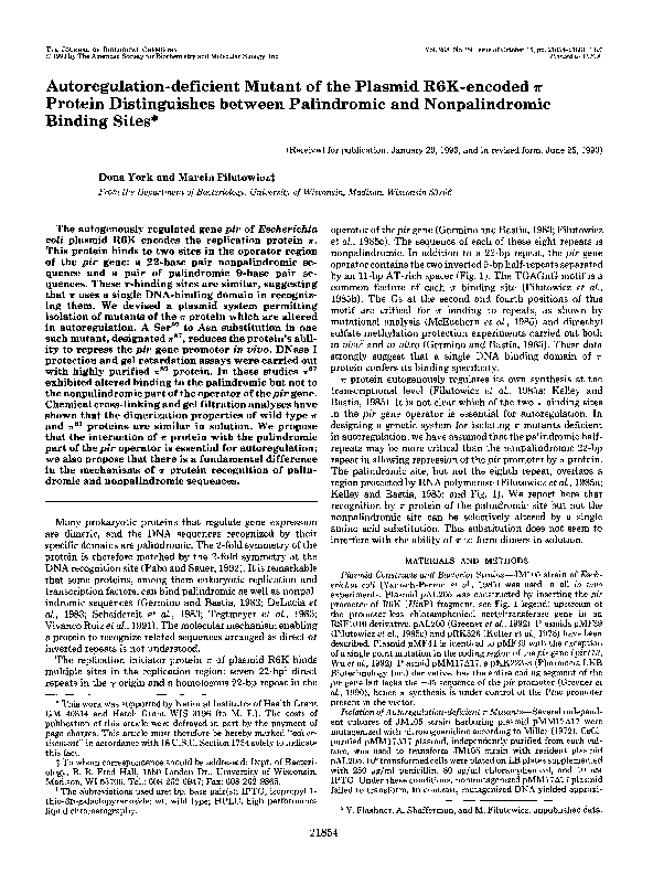 (PDF) Autoregulation-deficient mutant of the plasmid R6K-encoded π ...