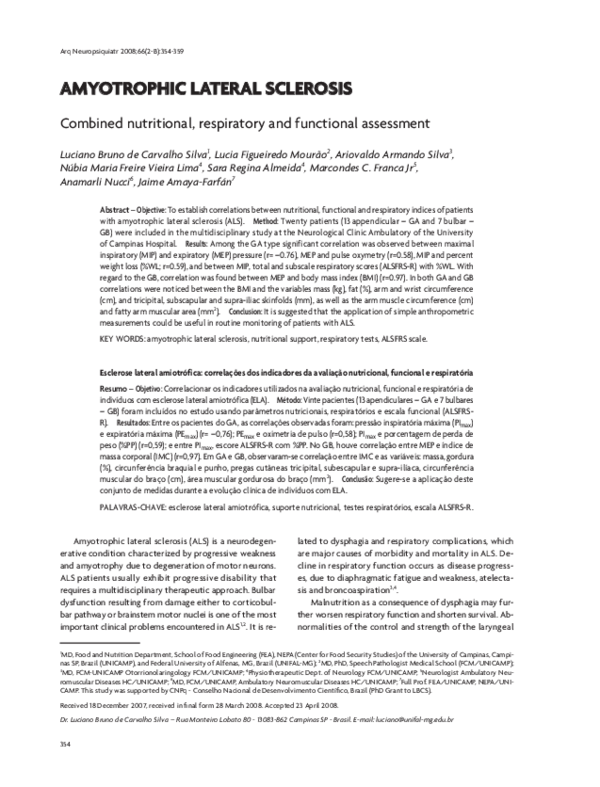 (PDF) Amyotrophic lateral sclerosis: combined nutritional, respiratory ...