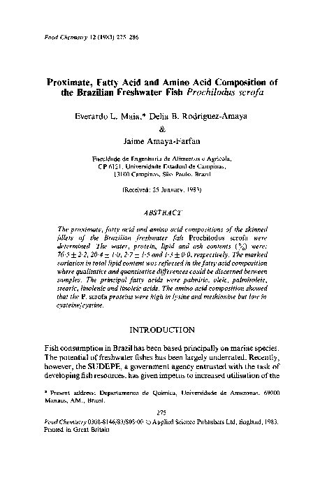 (PDF) Proximate, fatty acid and amino acid composition of the Brazilian ...