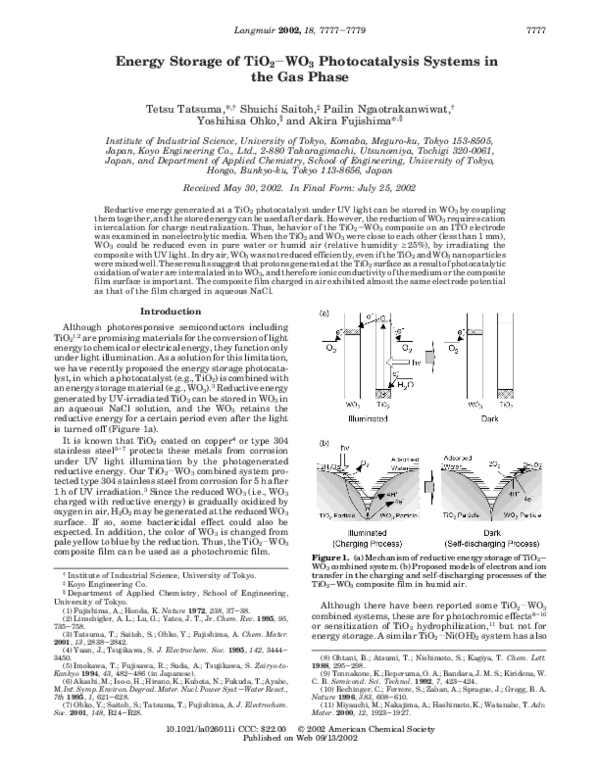 (PDF) Energy Storage of TiO 2 −WO 3 Photocatalysis Systems in the Gas Phase