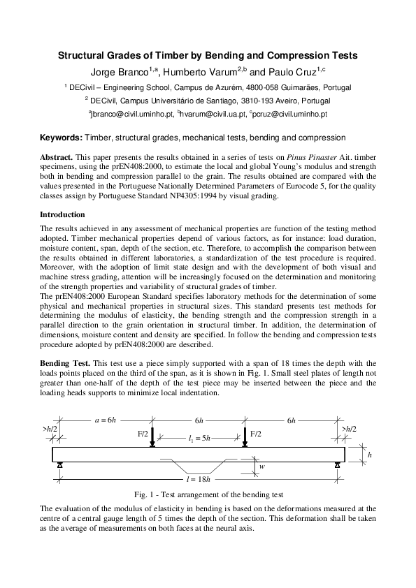 (PDF) Structural Grades of Timber by Bending and Compression Tests