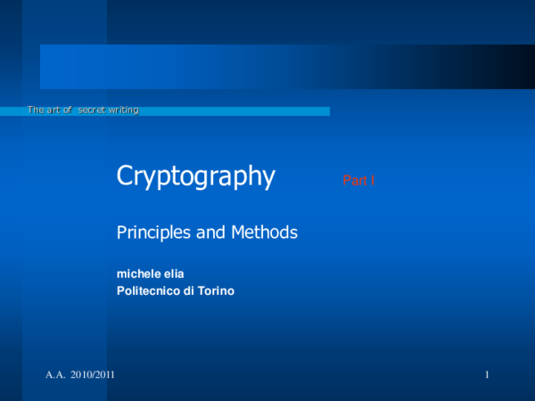 (PDF) The art of secret writing Cryptography Principles and Methods