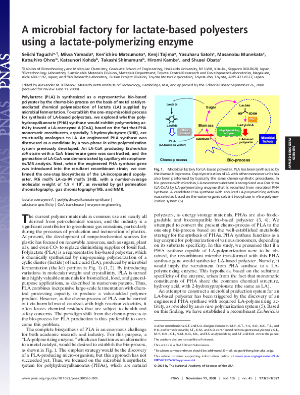 (PDF) A microbial factory for lactate-based polyesters using a lactate ...
