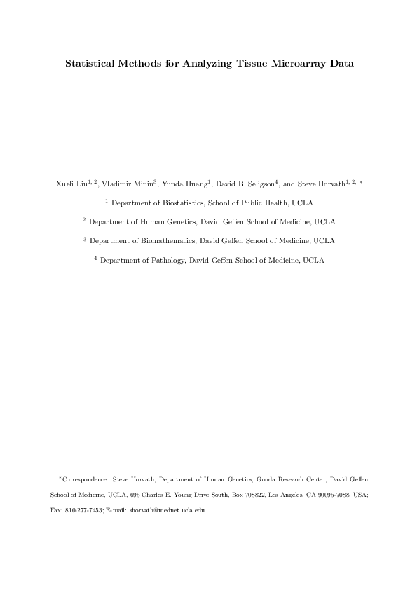(PDF) Statistical Methods for Analyzing Tissue Microarray Data