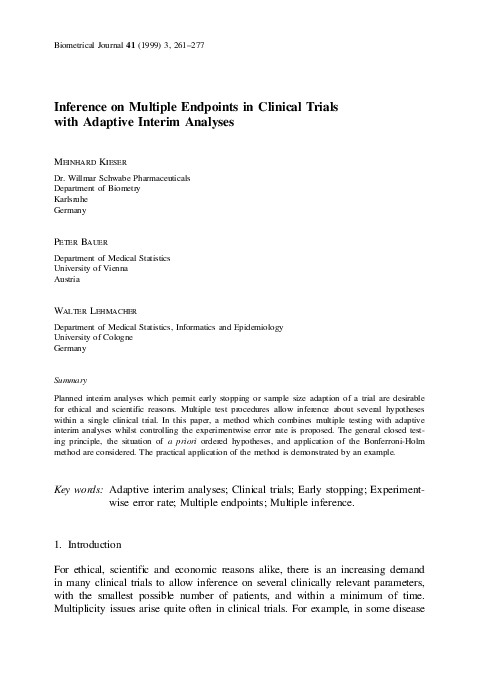 (PDF) Inference on Multiple Endpoints in Clinical Trials with Adaptive ...