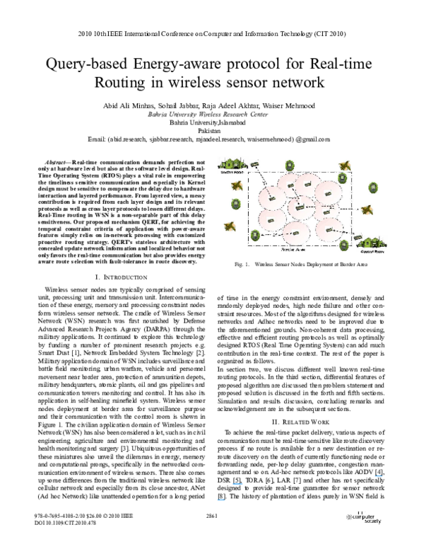 Pdf Query Based Energy Aware Protocol For Real Time Routing In Wireless Sensor Network