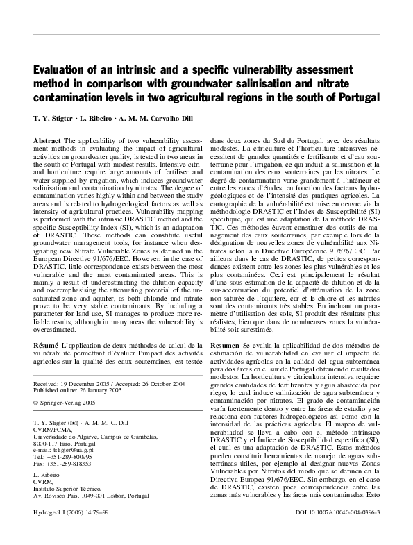 Pdf Evaluation Of An Intrinsic And A Specific Vulnerability Assessment Method In Comparison