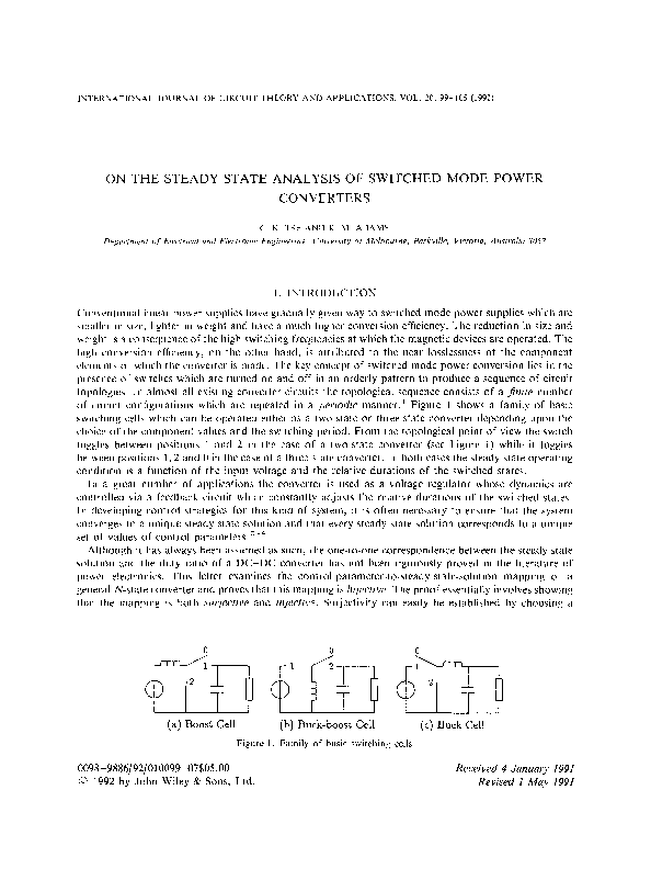 Pdf On The Steady State Analysis Of Switched Mode Power Converters Michael Macg