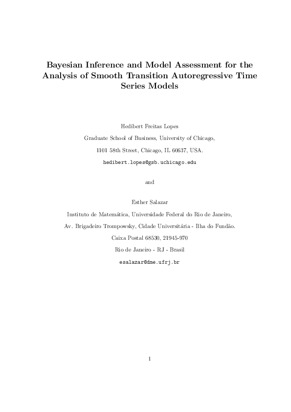 Pdf Bayesian Inference And Model Assessment For The Analysis Of Smooth Transition
