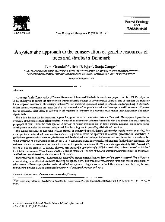 (PDF) A systematic approach to the conservation of genetic resources of ...