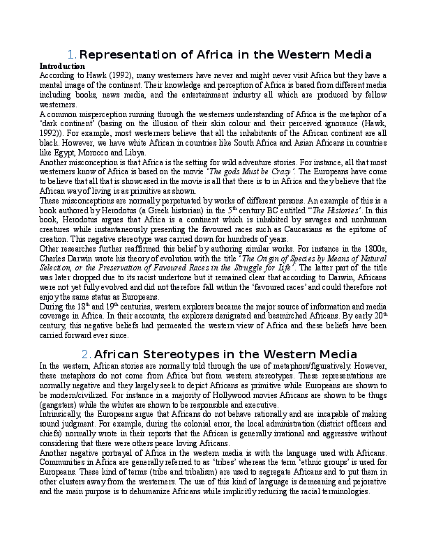 (DOC) Representation of Africa in the Western Media