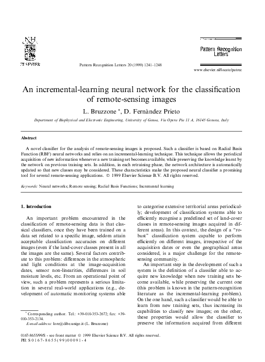 (PDF) An incremental-learning neural network for the classification of remote-sensing images