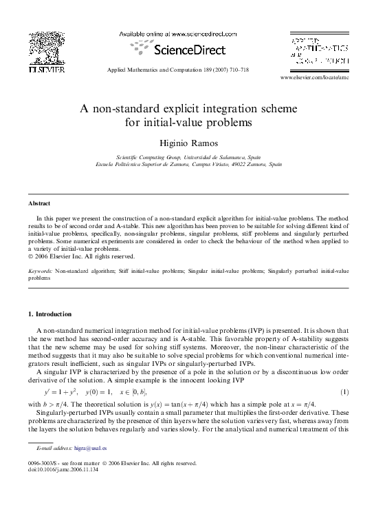 Pdf A Non Standard Explicit Integration Scheme For Initial Value Problems