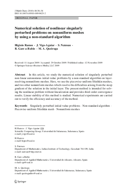 Pdf Numerical Solution Of Nonlinear Singularly Perturbed Problems By Using A Non Standard 8367