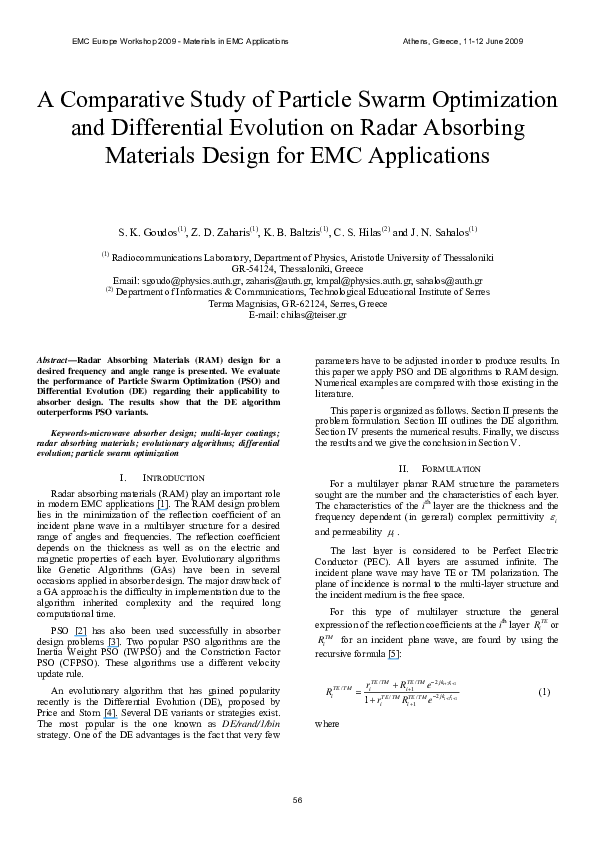 (PDF) A comparative study of Particle Swarm Optimization and Differential Evolution on Radar ...