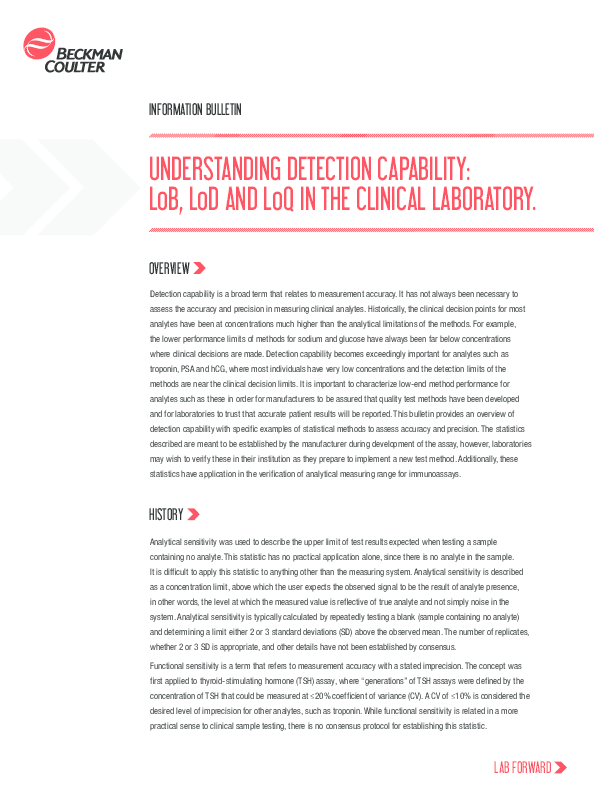 Pdf Information Bulletin Understanding Detection Capability Lob Lod