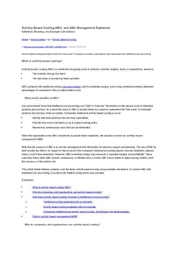 DOC Activity Based Costing ABC And ABC Management Explained doc-activity-based-costing-abc-and-abc-management-explained