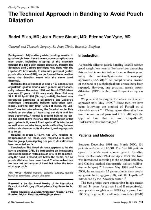 (PDF) The Technical Approach in Banding to Avoid Pouch Dilation
