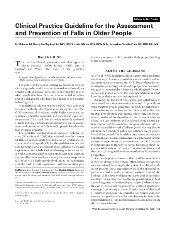 (PDF) Clinical Practice Guideline for the Assessment and Prevention of ...
