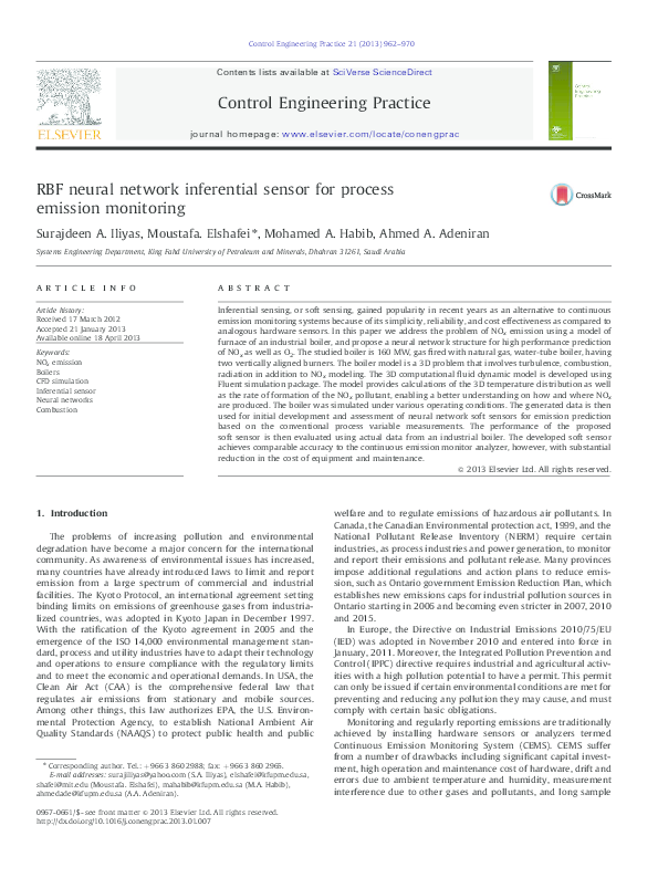 (PDF) RBF neural network inferential sensor for process emission monitoring