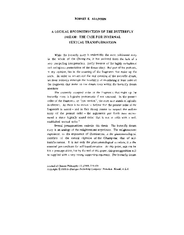 (PDF) A Logical Reconstruction of the Butterfly Dream: The Case for ...