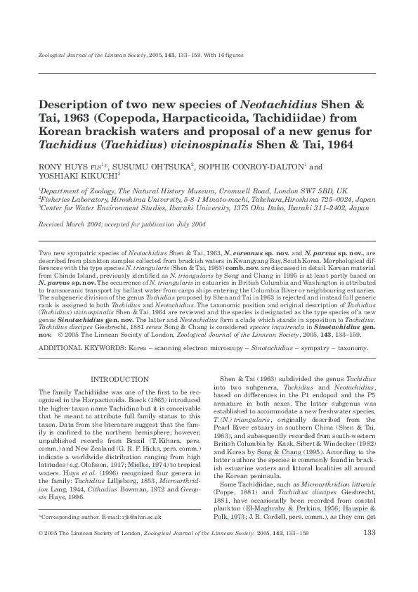 (PDF) Description of two new species of Neotachidius Shen & Tai, 1963 ...
