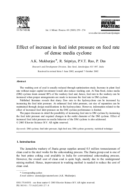(PDF) Effect of increase in feed inlet pressure on feed rate of dense ...