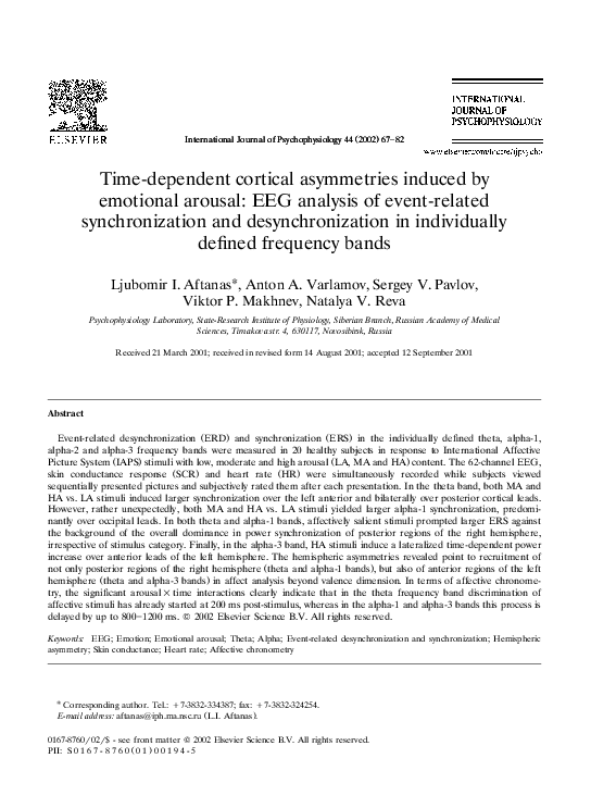 (PDF) Time-dependent cortical asymmetries induced by emotional arousal: EEG analysis of event ...