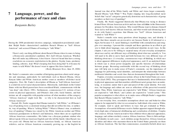 (PDF) Language, power, and the performance of race and class