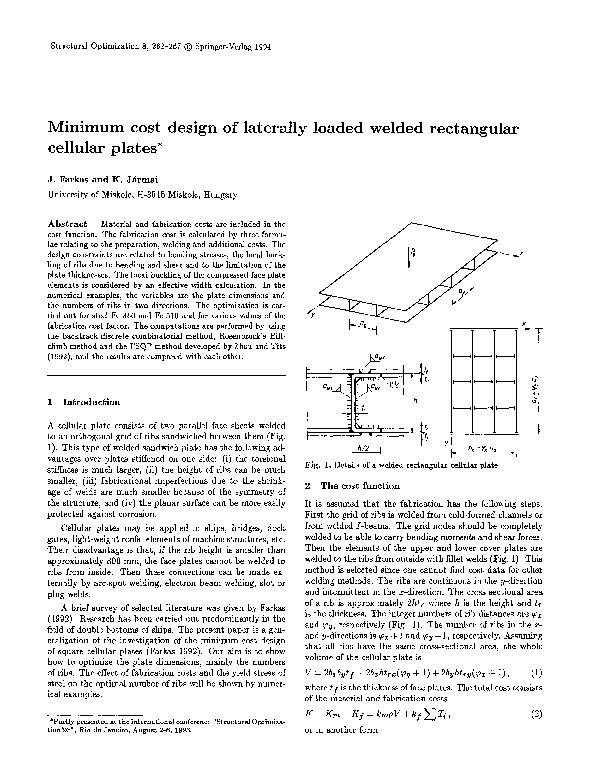 Pdf Minimum Cost Design Of Laterally Loaded Welded Rectangular Cellular Plates