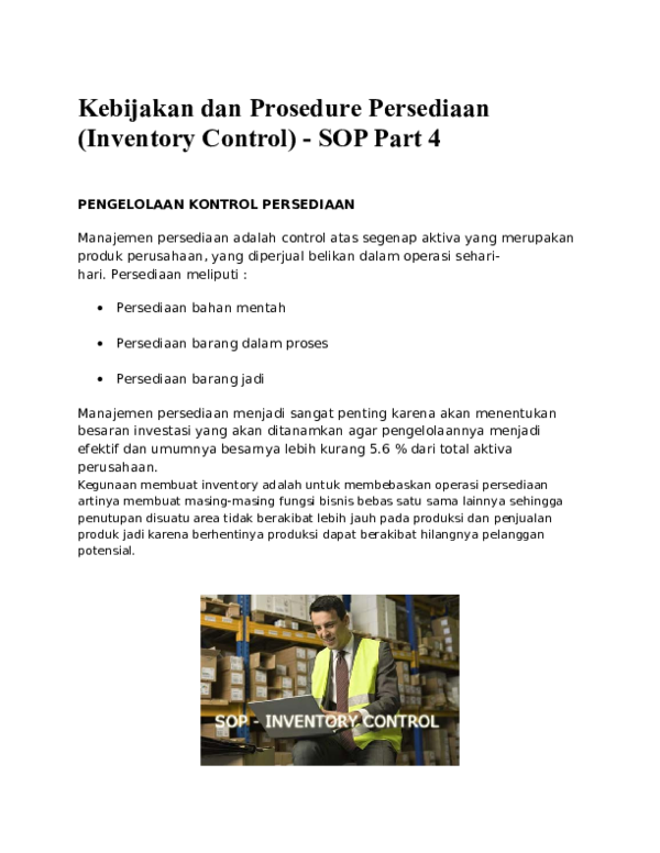 (DOC) Kebijakan dan Prosedure Persediaan (Inventory Control) -SOP Part 4