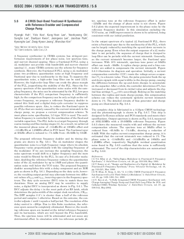 (PDF) A CMOS dual-band fractional-n synthesizer with reference doubler ...