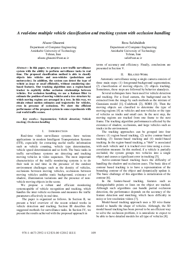 (PDF) A real-time multiple vehicle classification and tracking system with occlusion handling