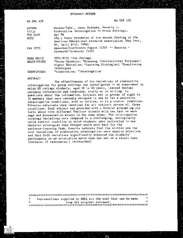 (PDF) Elaborative Interrogation in Group Settings