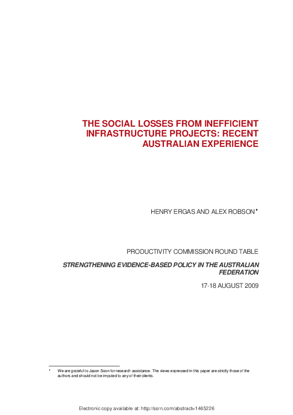(PDF) THE SOCIAL LOSSES FROM INEFFICIENT INFRASTRUCTURE PROJECTS ...
