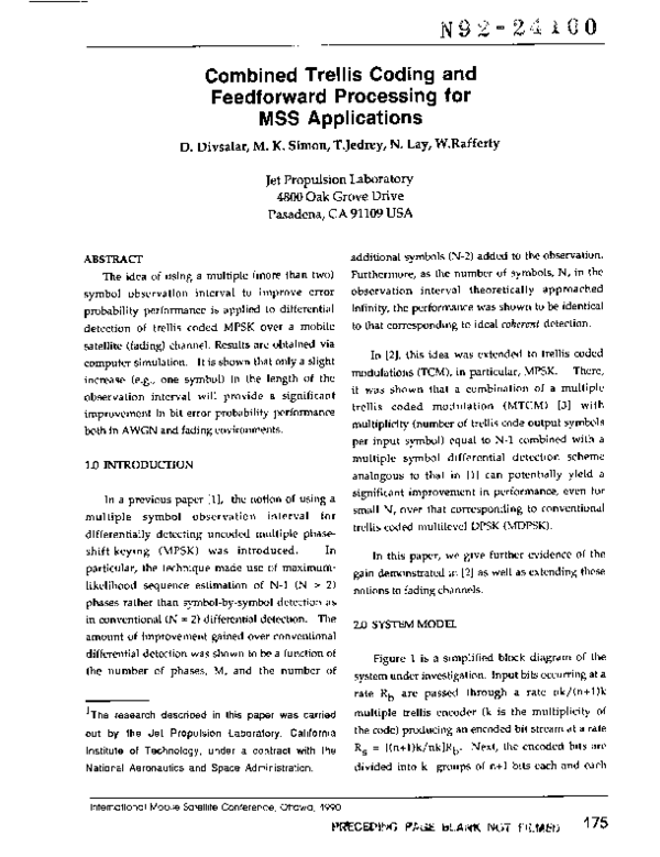 Pdf Combined Trellis Coding And Feedforward Processing For Mss
